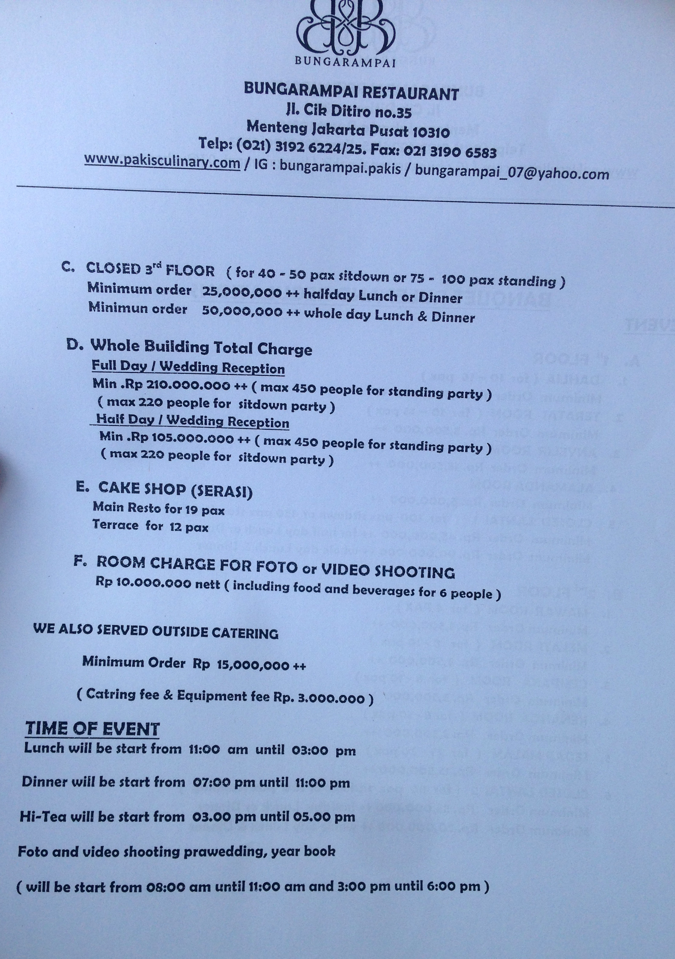 Bunga Rampai Paket Wedding Jual Tempat Sirih Pinang / Paket Lengkap